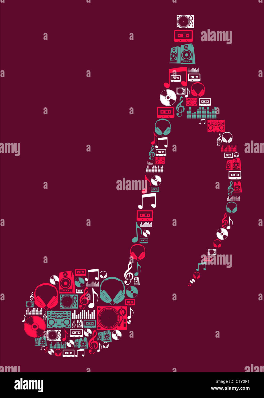 Dj music icon set in note shape. Vector file layered for easy ...