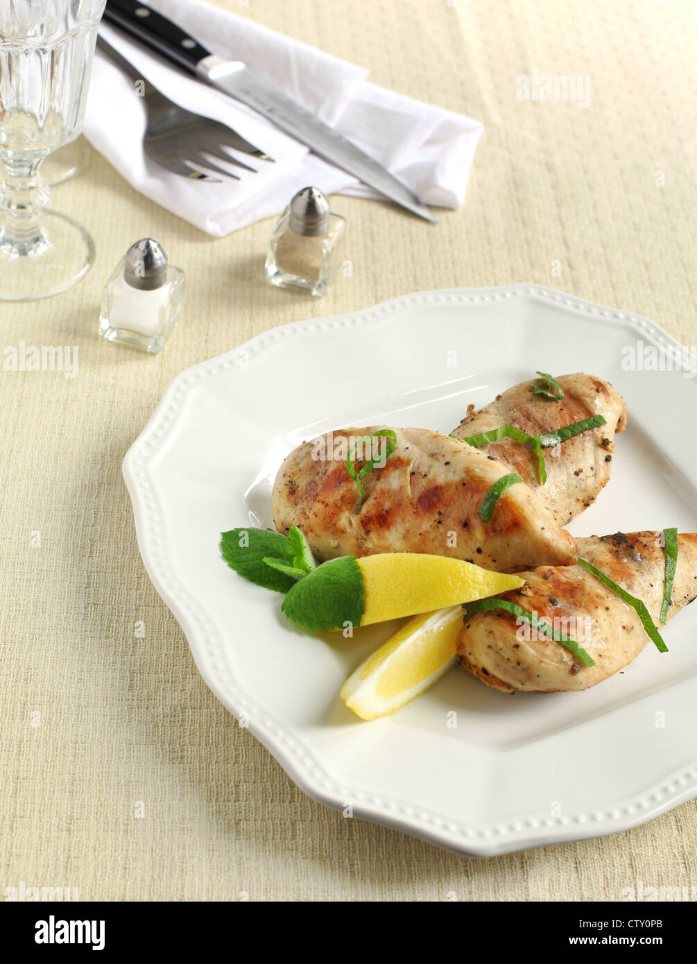 Roast lemon chicken Stock Photo - Alamy