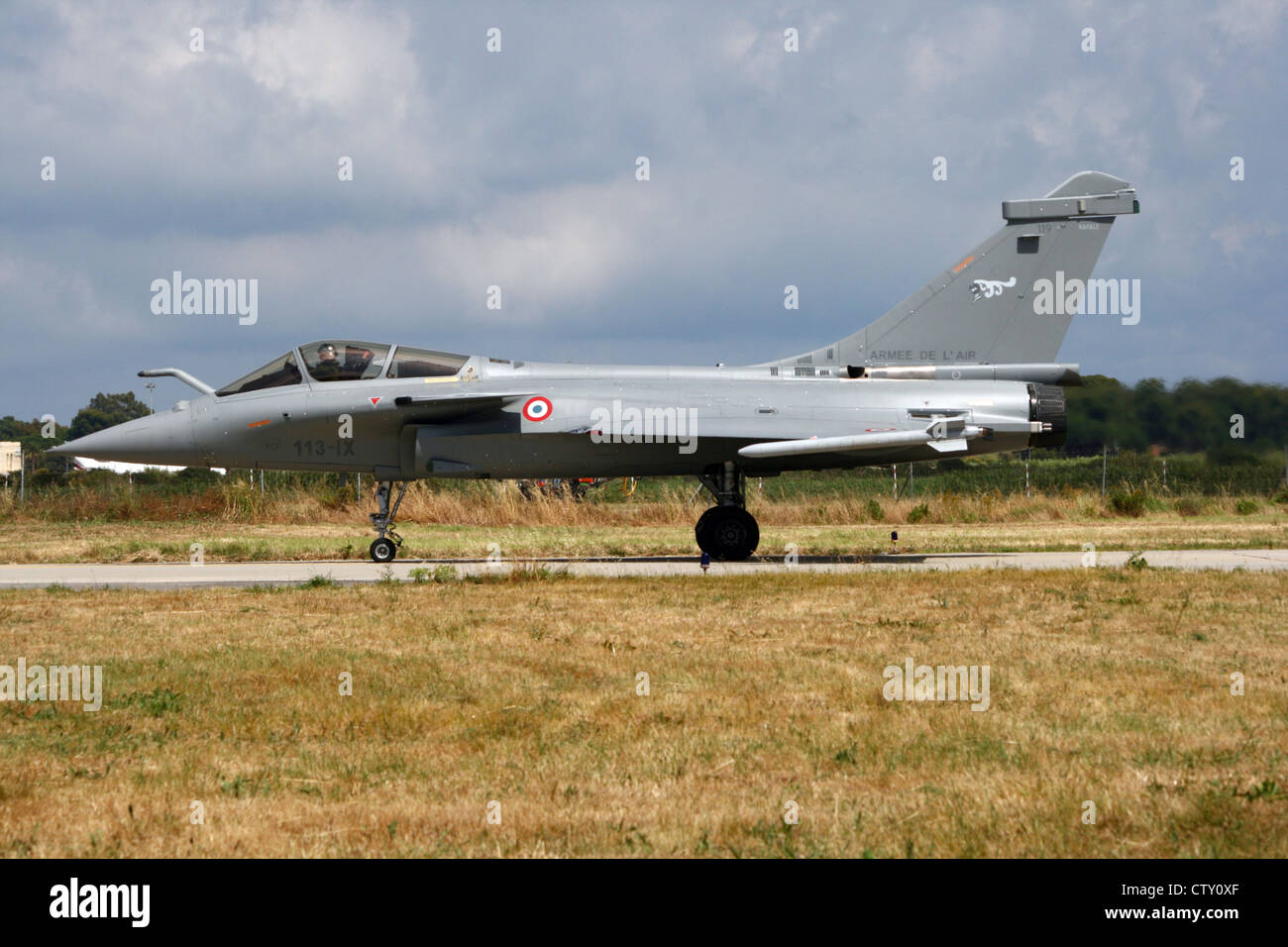 French Navy Rafale fighter jet taxiing at Hyeres naval base, France ...