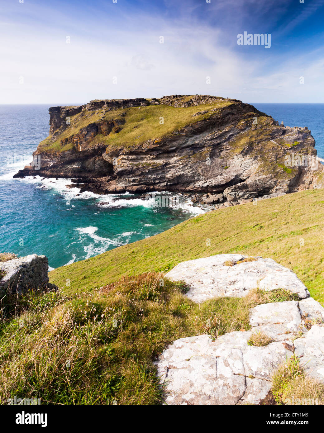The legendary site of King Arthur's Castle at Tintagel Head Cornwall ...