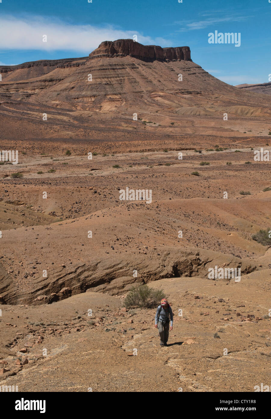 trekking the volcanic landscape around N'Kob in the Draa Valley of ...