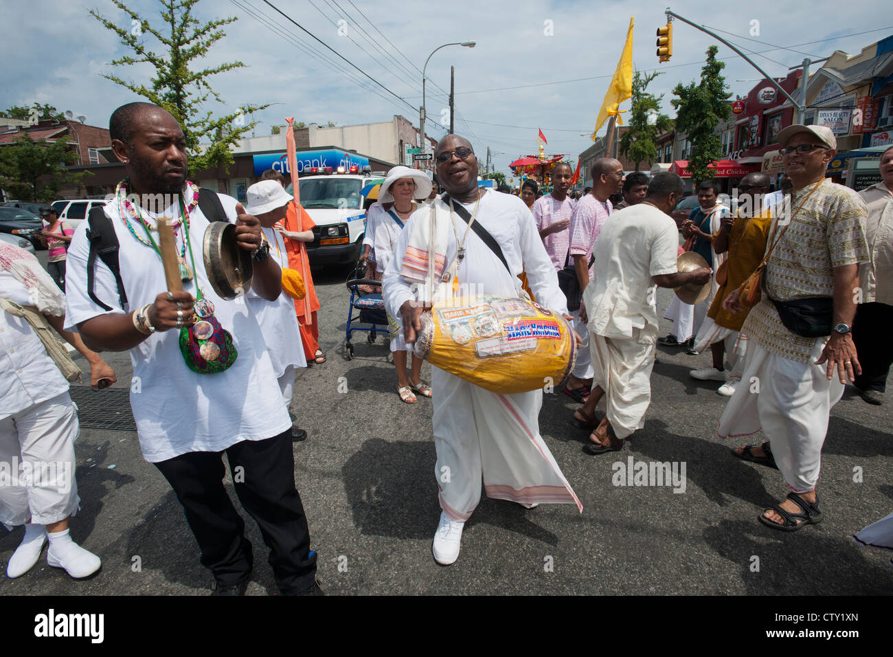 Hundreds of members of the Hare Krishna religion march in their annual ...