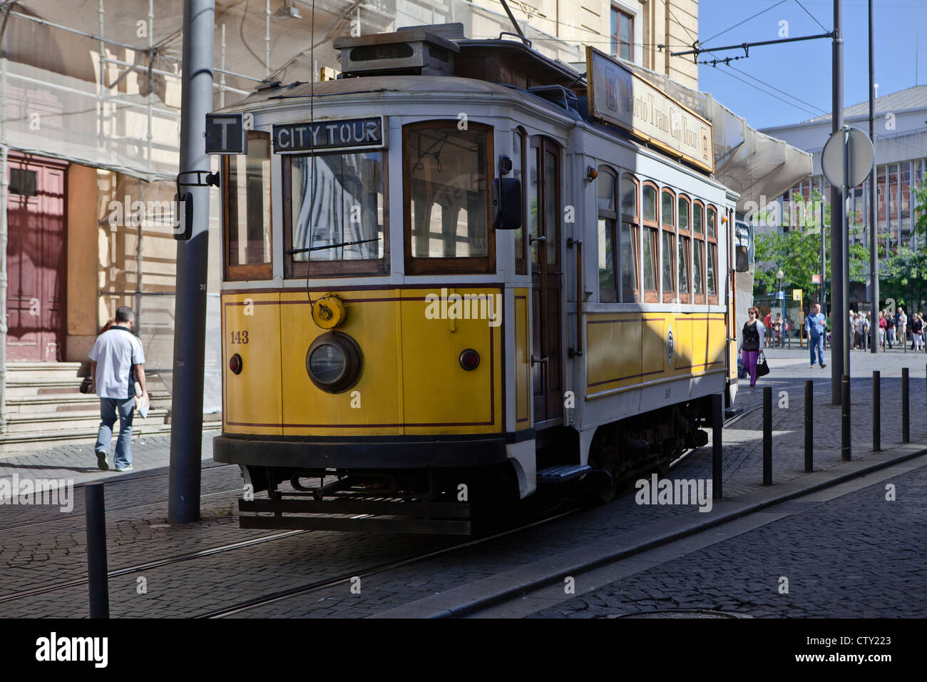 Tramway in the street, Porto, Portugal, South Europe, EU Stock Photo ...