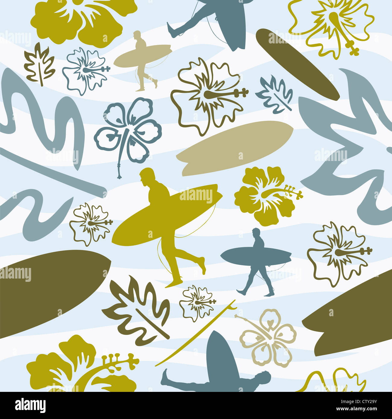 Summer beach surfing seamless pattern background. Vector illustration ...