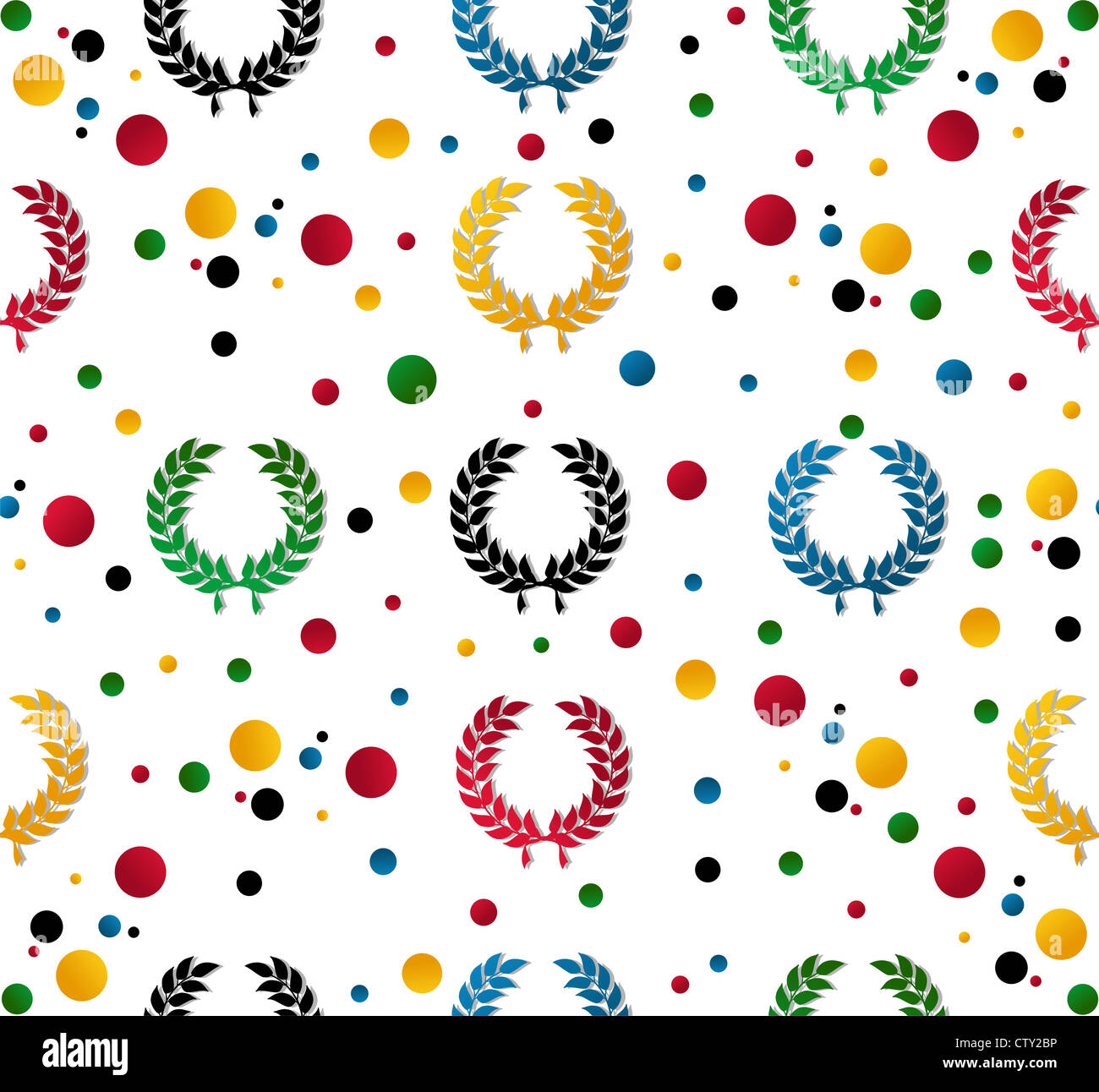 Colored laurel wreath and dots seamless pattern background. Vector ...