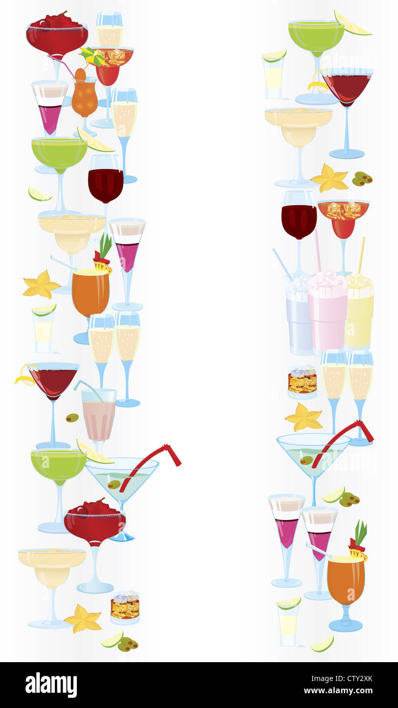 Vector illustration of cocktail borders vertical Stock Photo - Alamy