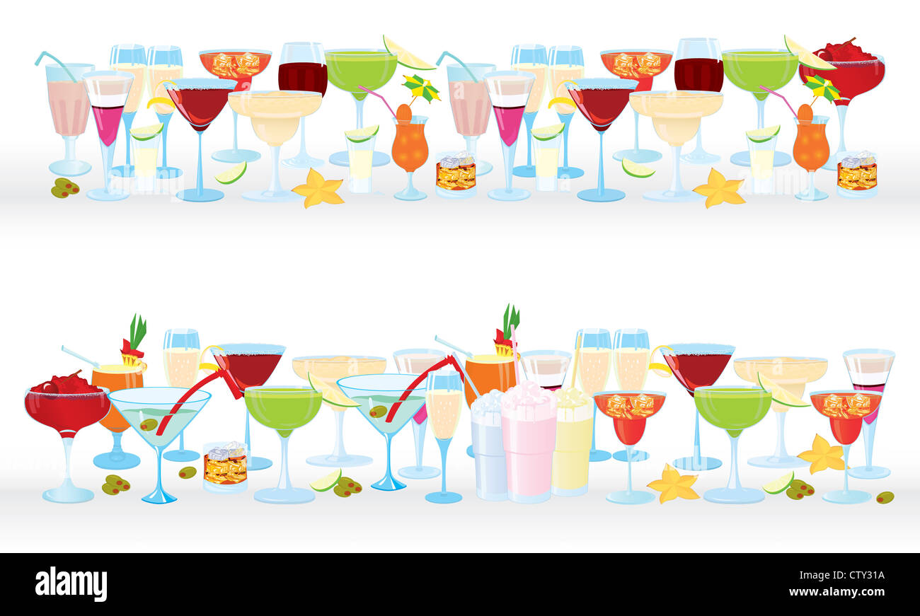 Vector illustration of cocktail borders horizontal Stock Photo - Alamy