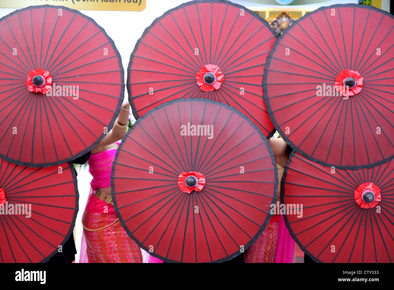 Thai traditional umbrellas Stock Photo - Alamy