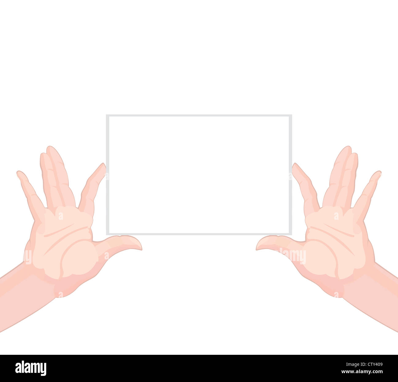 Human hands holding blank paper on white background vector illustration ...