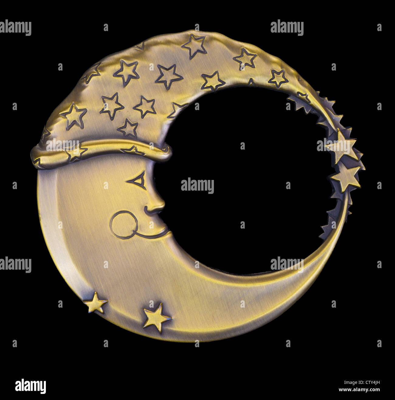 Sleeping moon on black background Stock Photo - Alamy