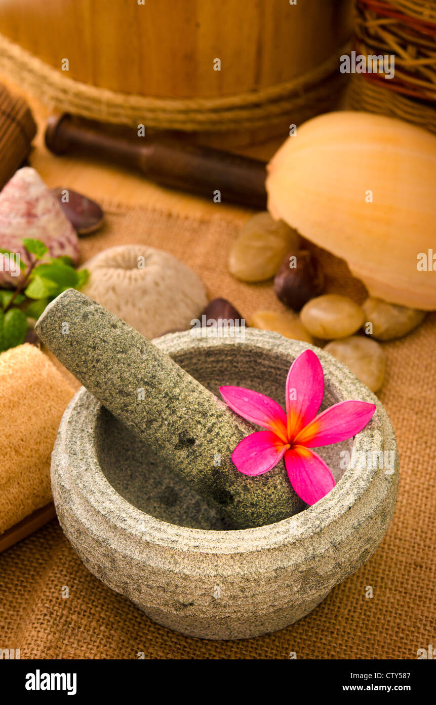 tropical spa with frangipani flowers arrangement Stock Photo - Alamy