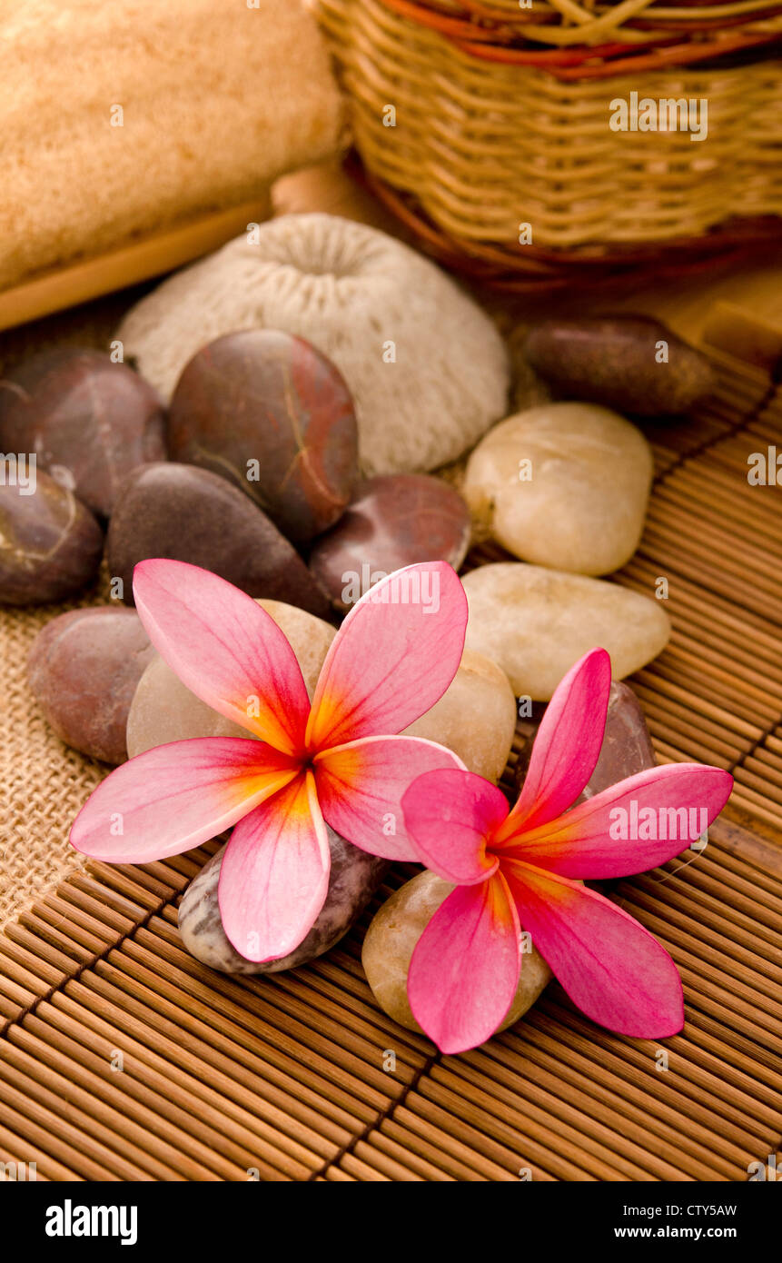 tropical spa with frangipani flowers arrangement Stock Photo - Alamy