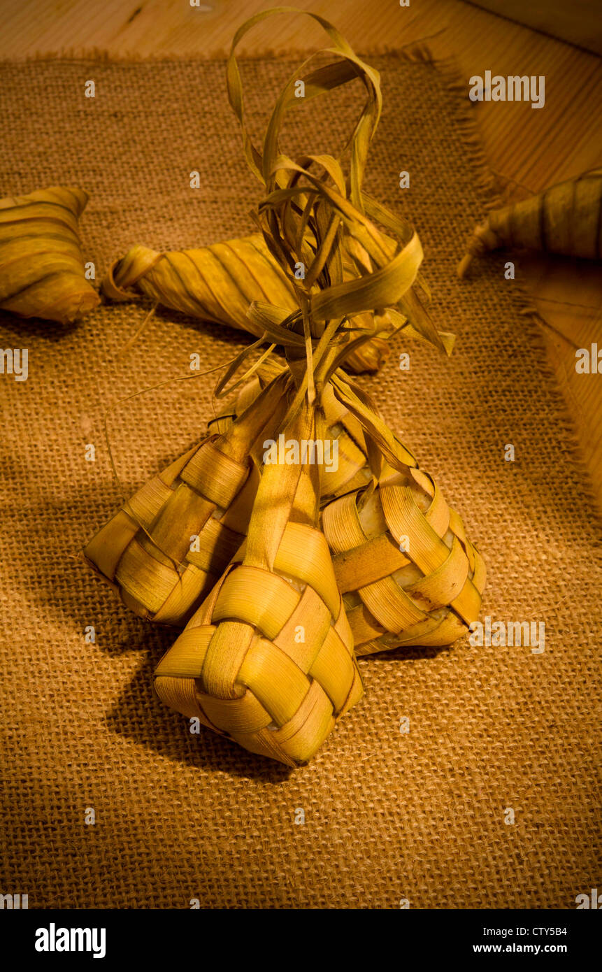 Ketupat: South East Asian rice cakes bundle, often prepared for ...
