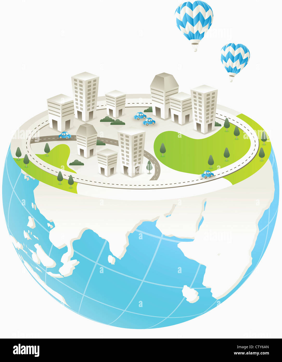 Green building on the earth Stock Photo - Alamy