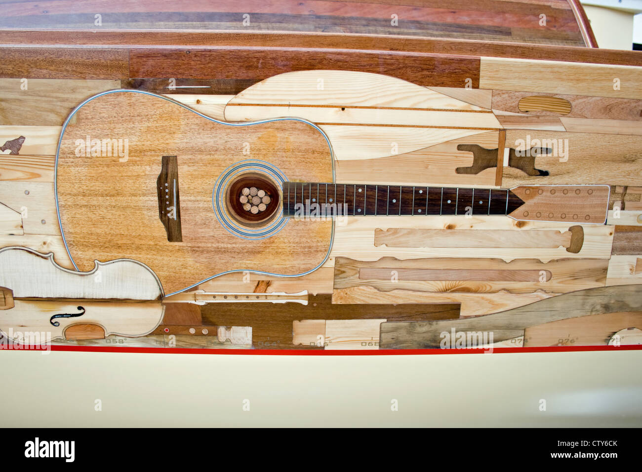 Acoustic guitar in the wooden yacht Collective Spirit Stock Photo - Alamy