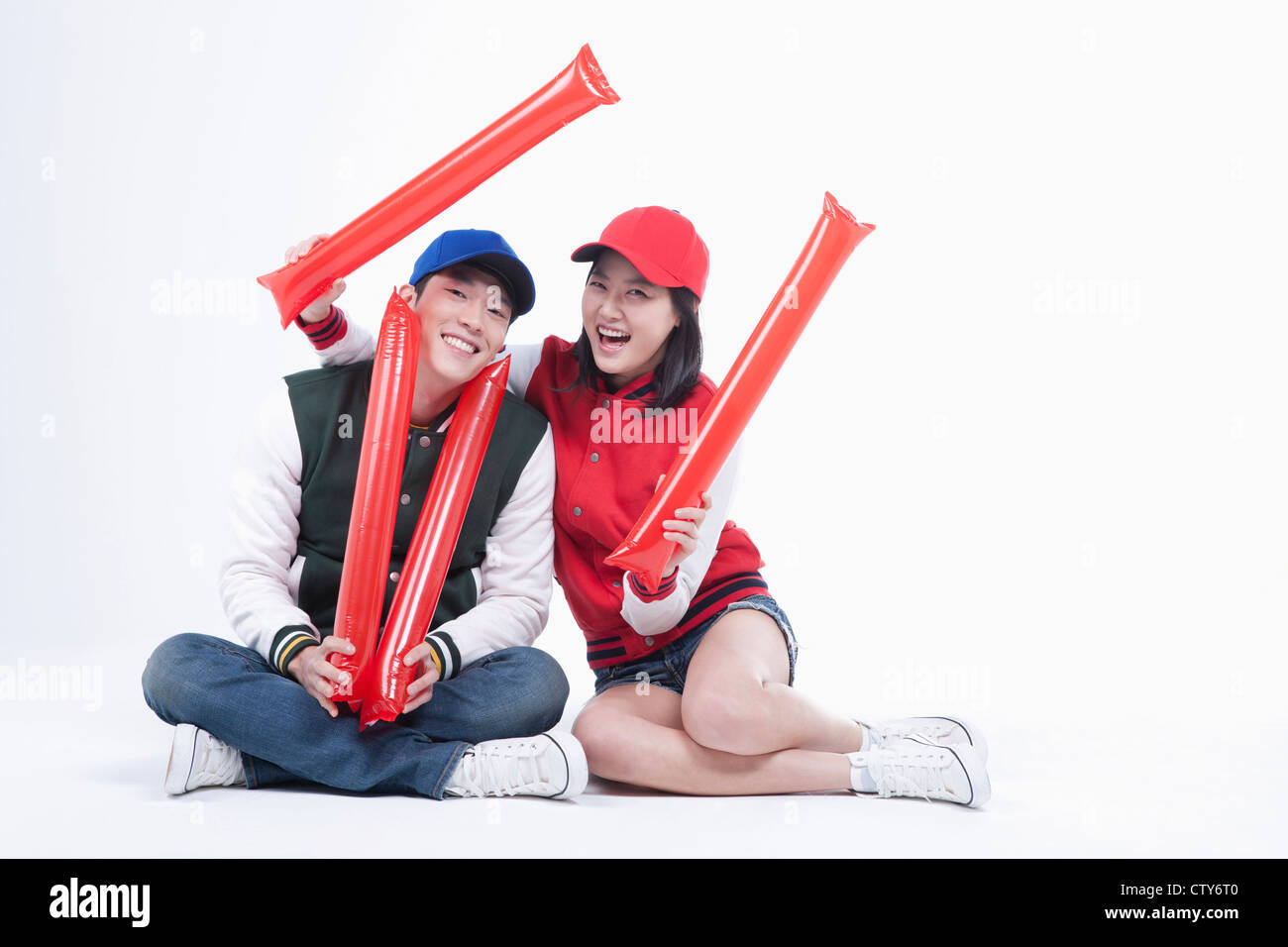 Baseball supporters with cheering tools Stock Photo - Alamy