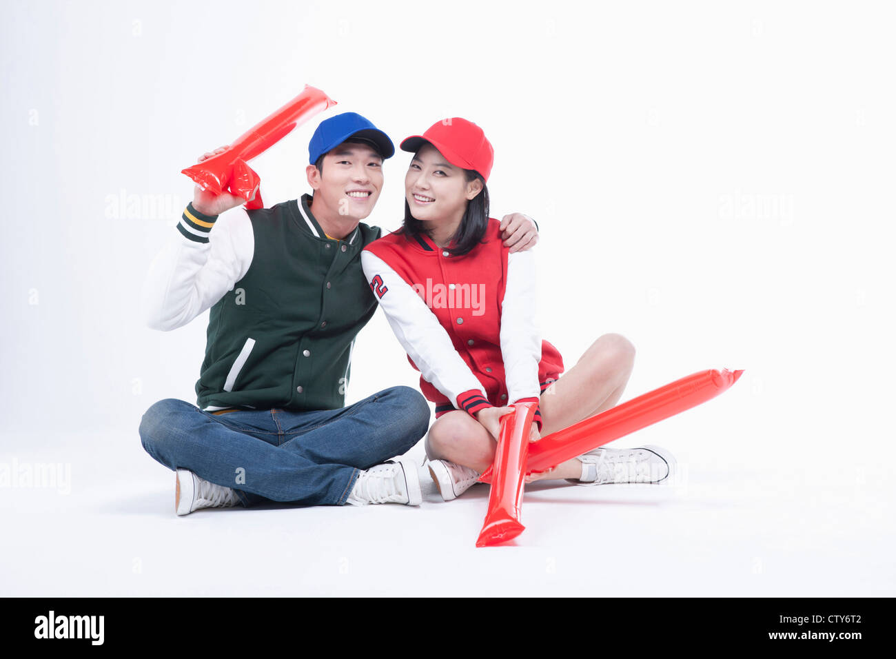 Baseball supporters with cheering tools Stock Photo - Alamy