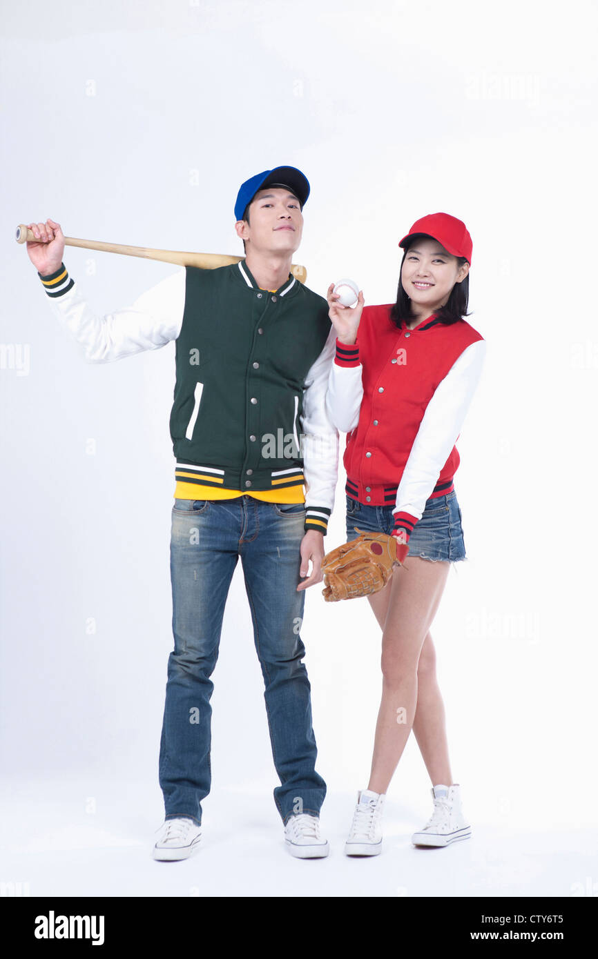 Baseball supporters with baseball equipment Stock Photo - Alamy