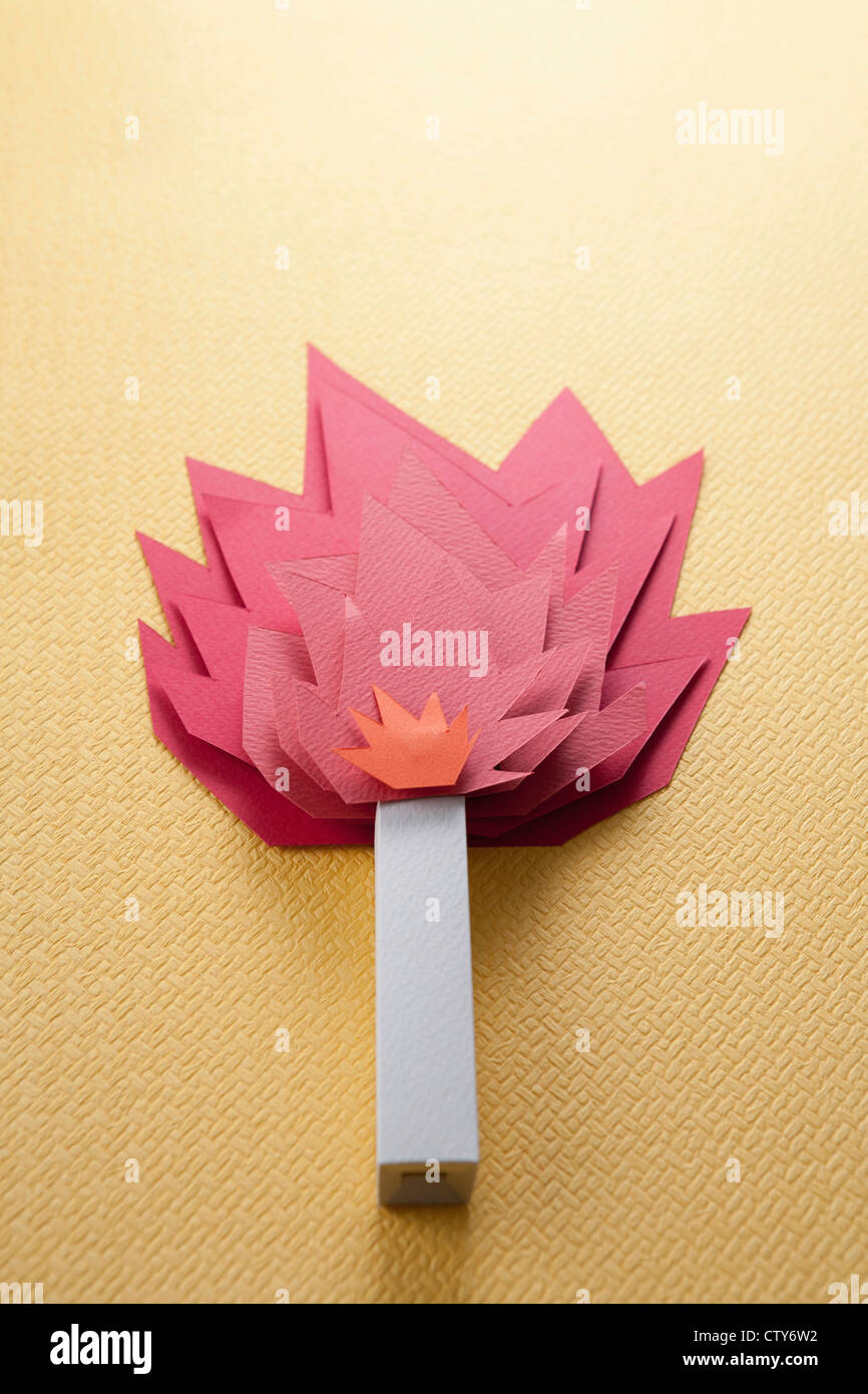 Paper craft of lighting match Stock Photo - Alamy