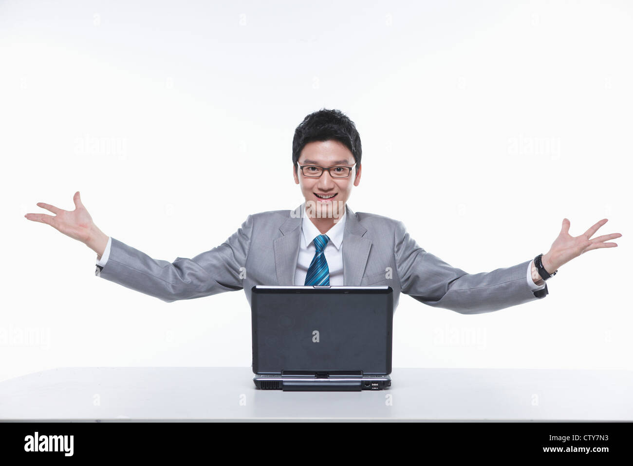 A businessman with open arms Stock Photo - Alamy