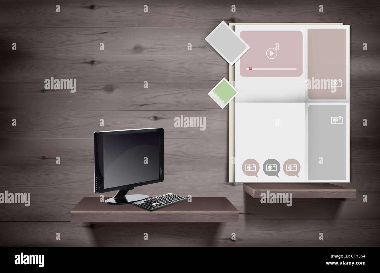 Photo and video posting page with a computer Stock Photo - Alamy