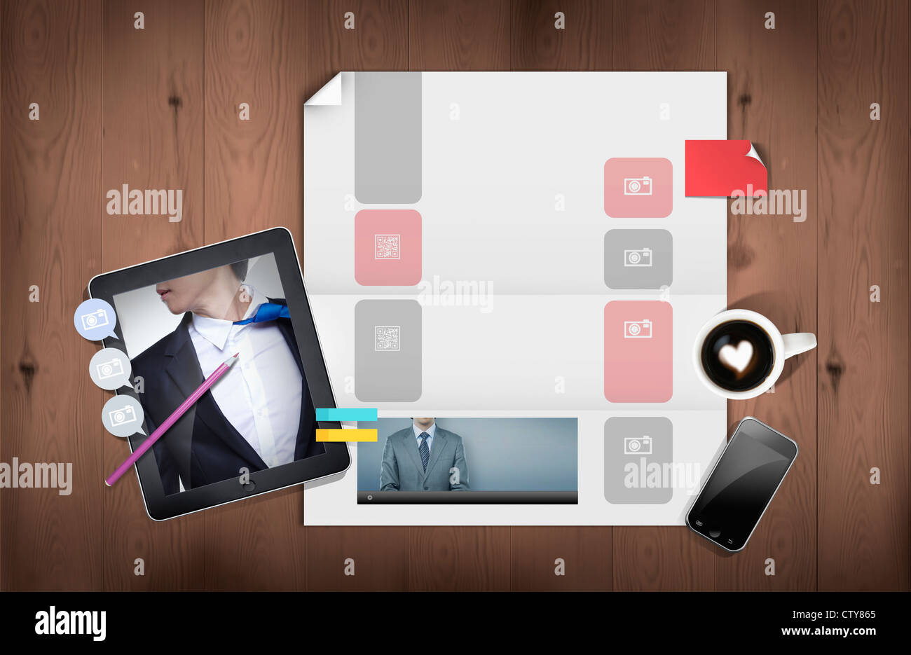 Photo posting page with other items around Stock Photo - Alamy