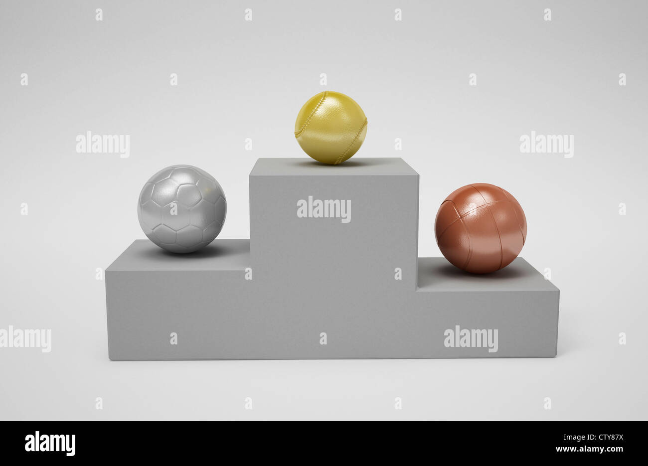 Golden, silver, and bronze balls on the stage Stock Photo - Alamy