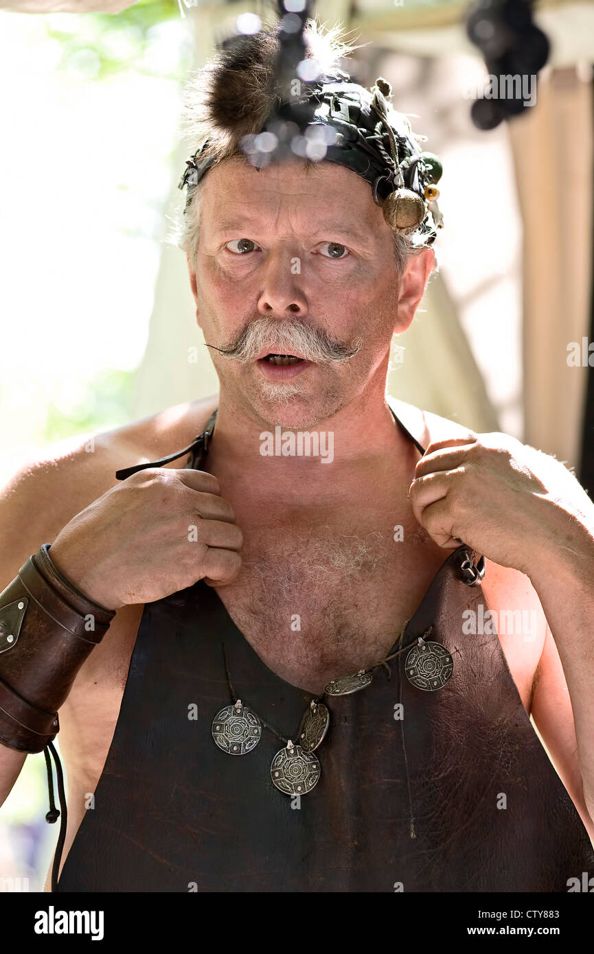 Man with medieval mask at Gotland festival Stock Photo - Alamy