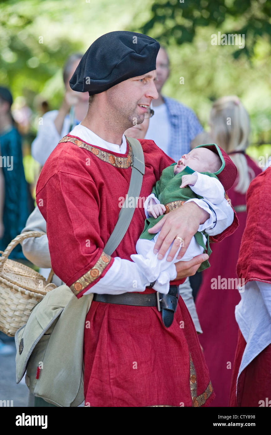 Man with medieval mask at Gotland festival Stock Photo - Alamy