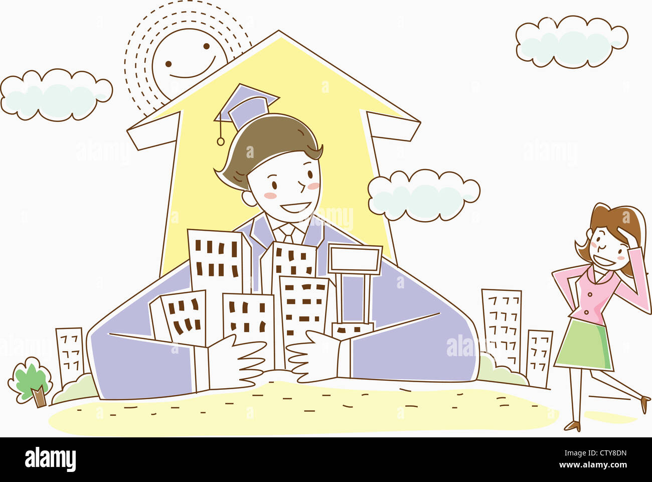 A man holding around buildings Stock Photo - Alamy