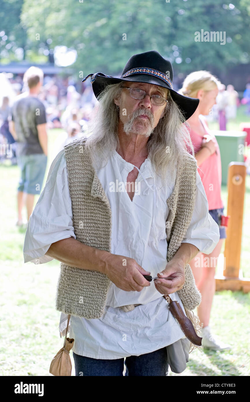 Man with medieval mask at Gotland festival Stock Photo - Alamy