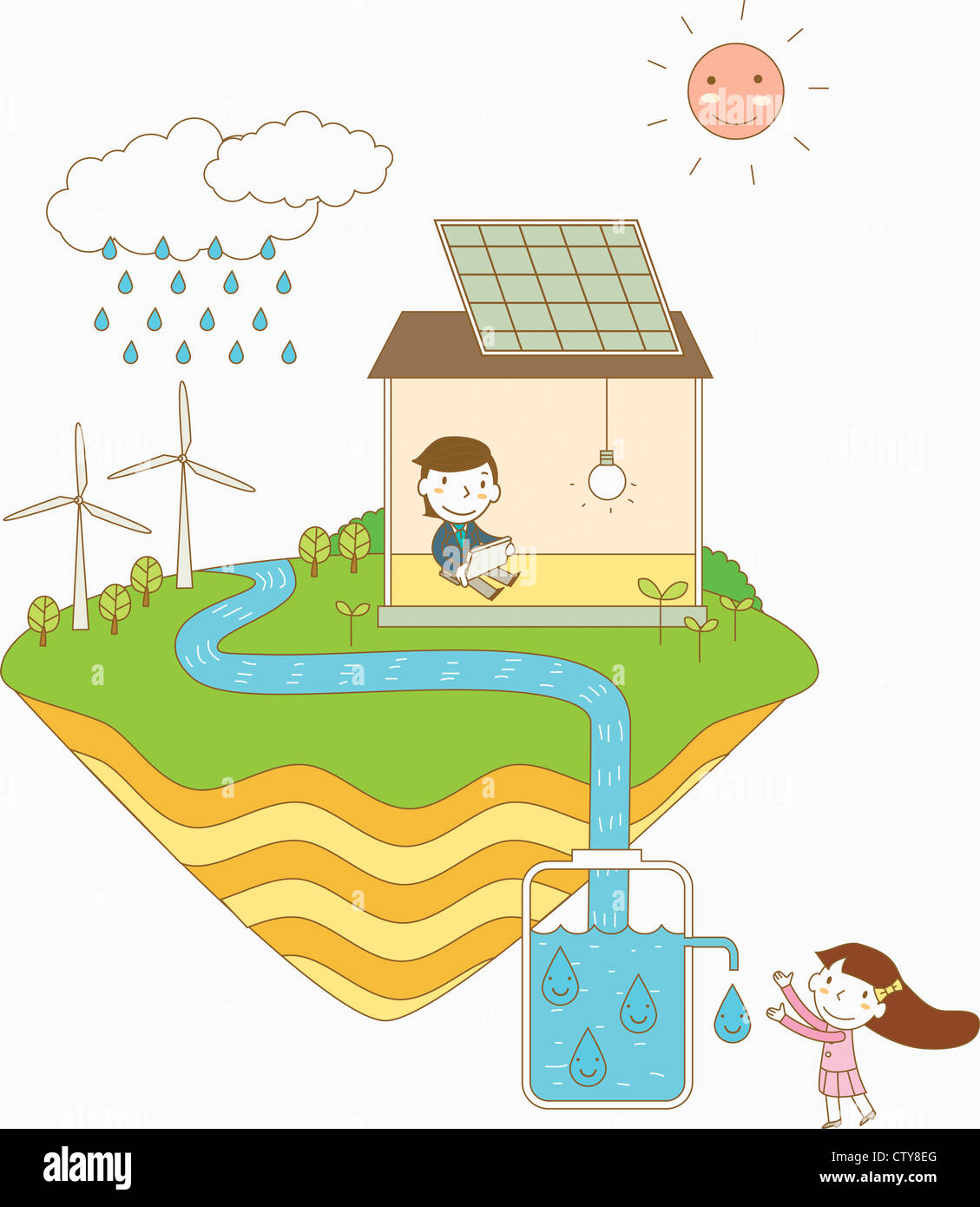 People reusing the underground water Stock Photo - Alamy