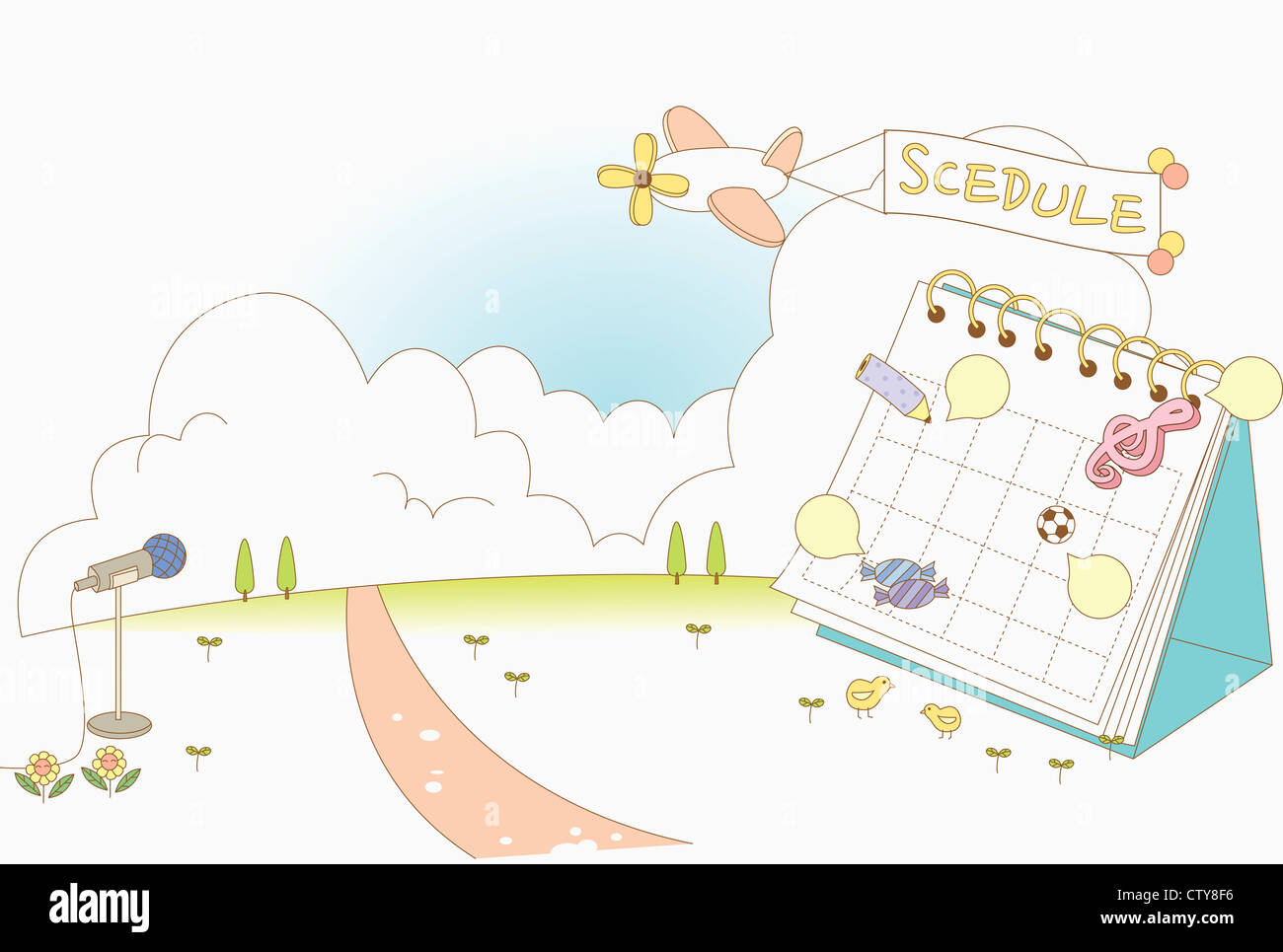 Calendar and flying schedule flag Stock Photo - Alamy