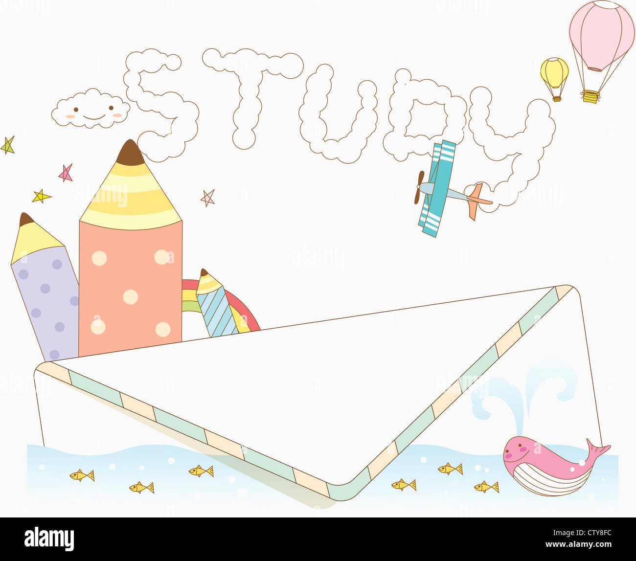 Study cloud, pencils, and letter Stock Photo - Alamy