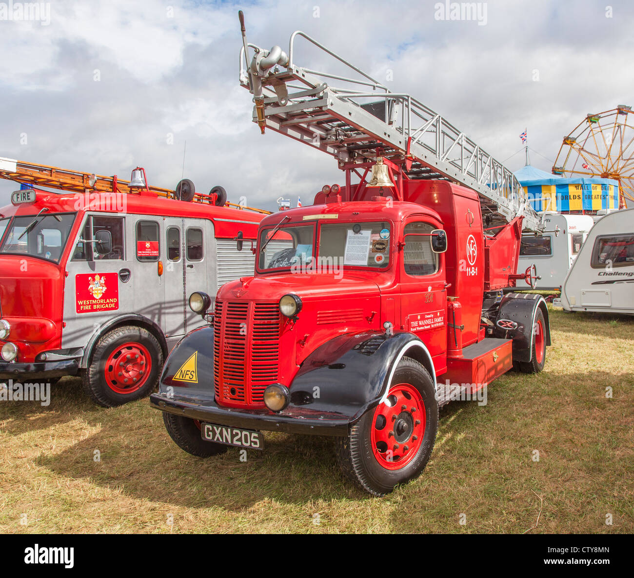 Classic red fire engines at Steam Extravaganza, South Cerney Airfield ...