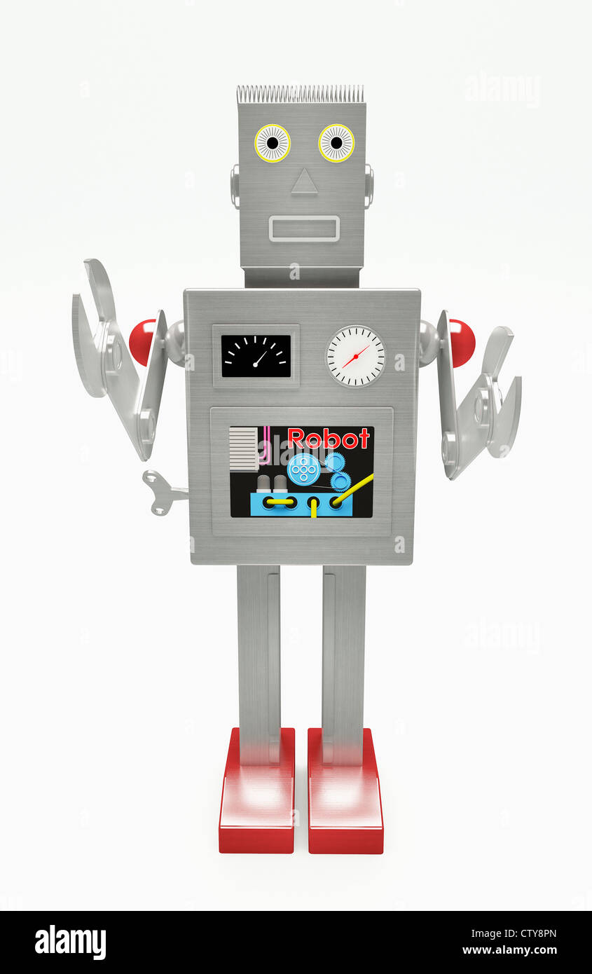 Gray metal robot Stock Photo - Alamy