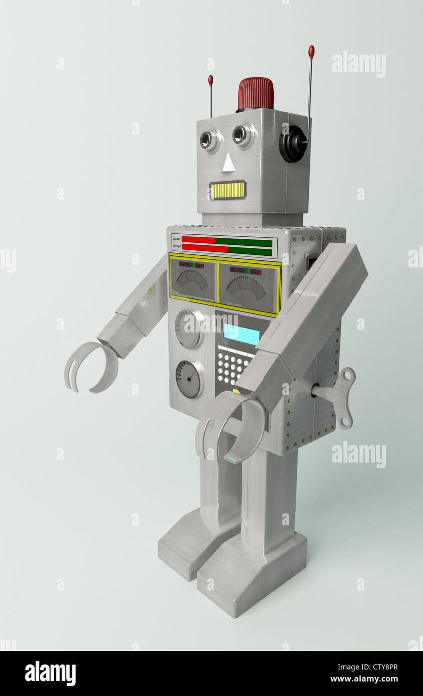 Gray metal robot Stock Photo - Alamy