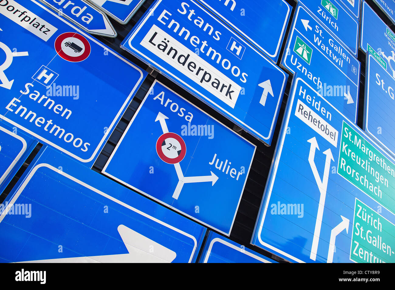 Collection of the swiss road signs Stock Photo - Alamy