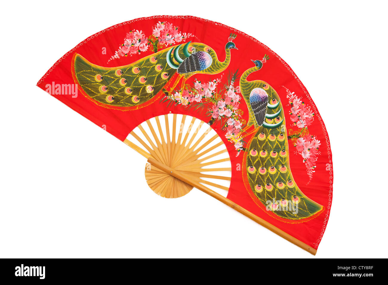 Red chinese fan isolated on white Stock Photo - Alamy