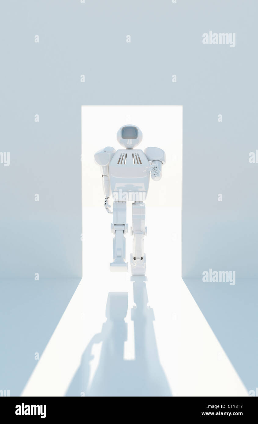 Walking robot from the door Stock Photo - Alamy