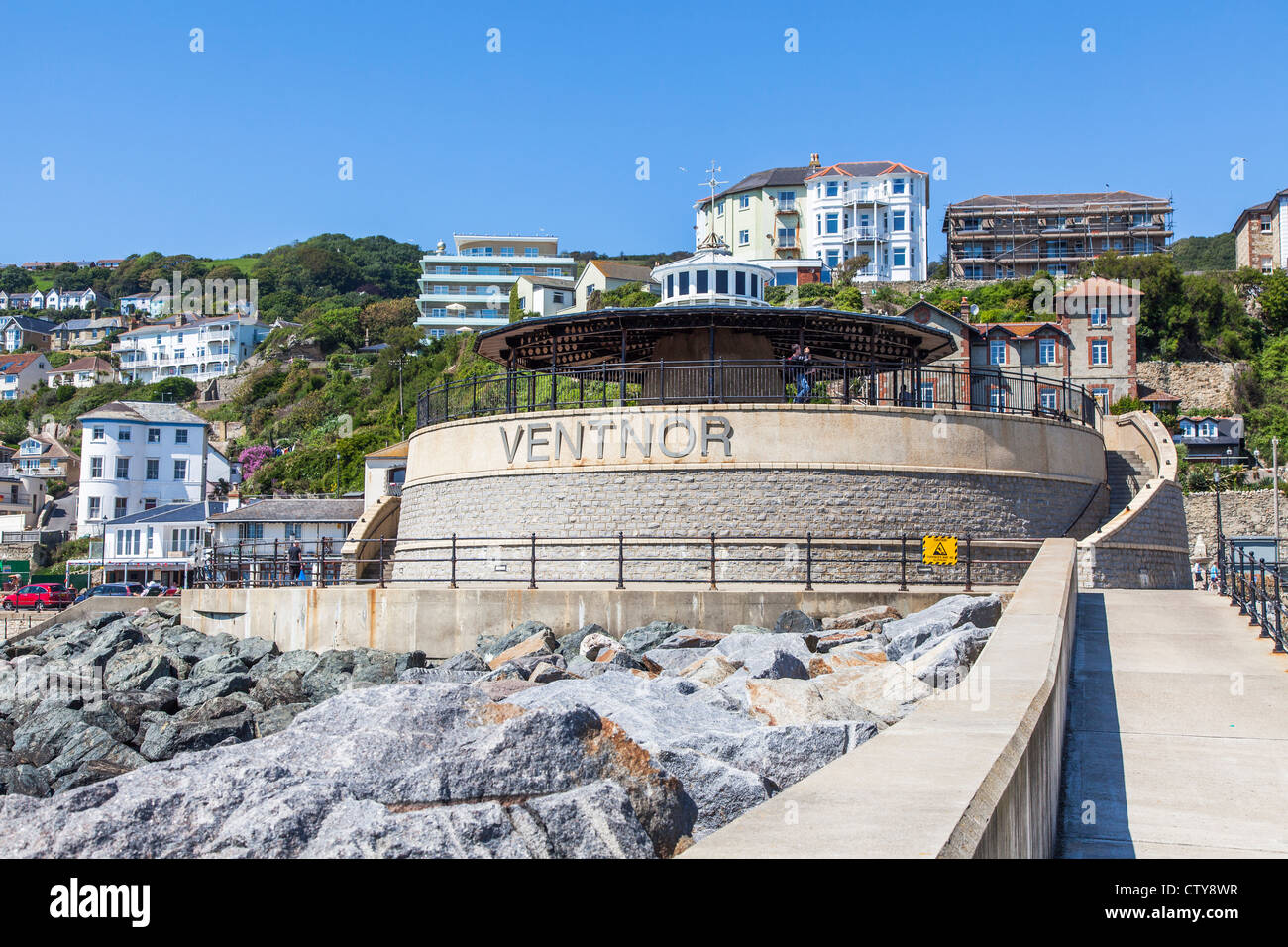 Seafront at Ventnor, Isle of Wight, England, UK in the summer with a ...
