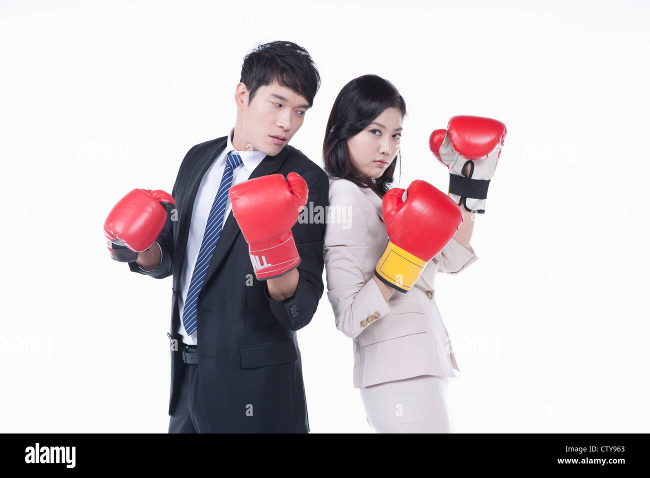 Boxing man and woman Stock Photo - Alamy