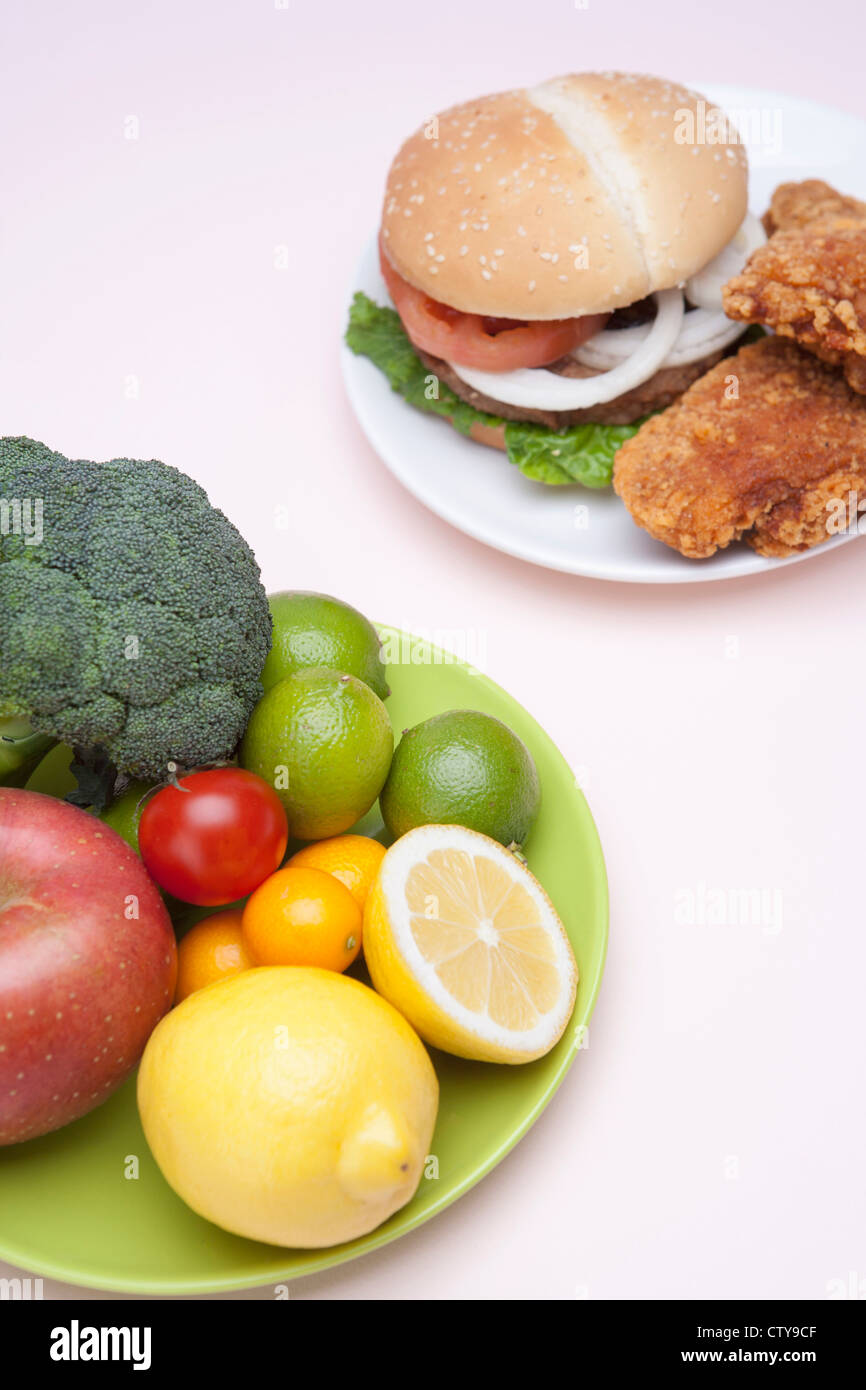 Fast food and fresh vegetable Stock Photo - Alamy