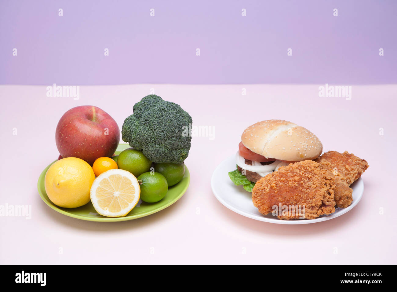 Fast food and fresh vegetable Stock Photo - Alamy