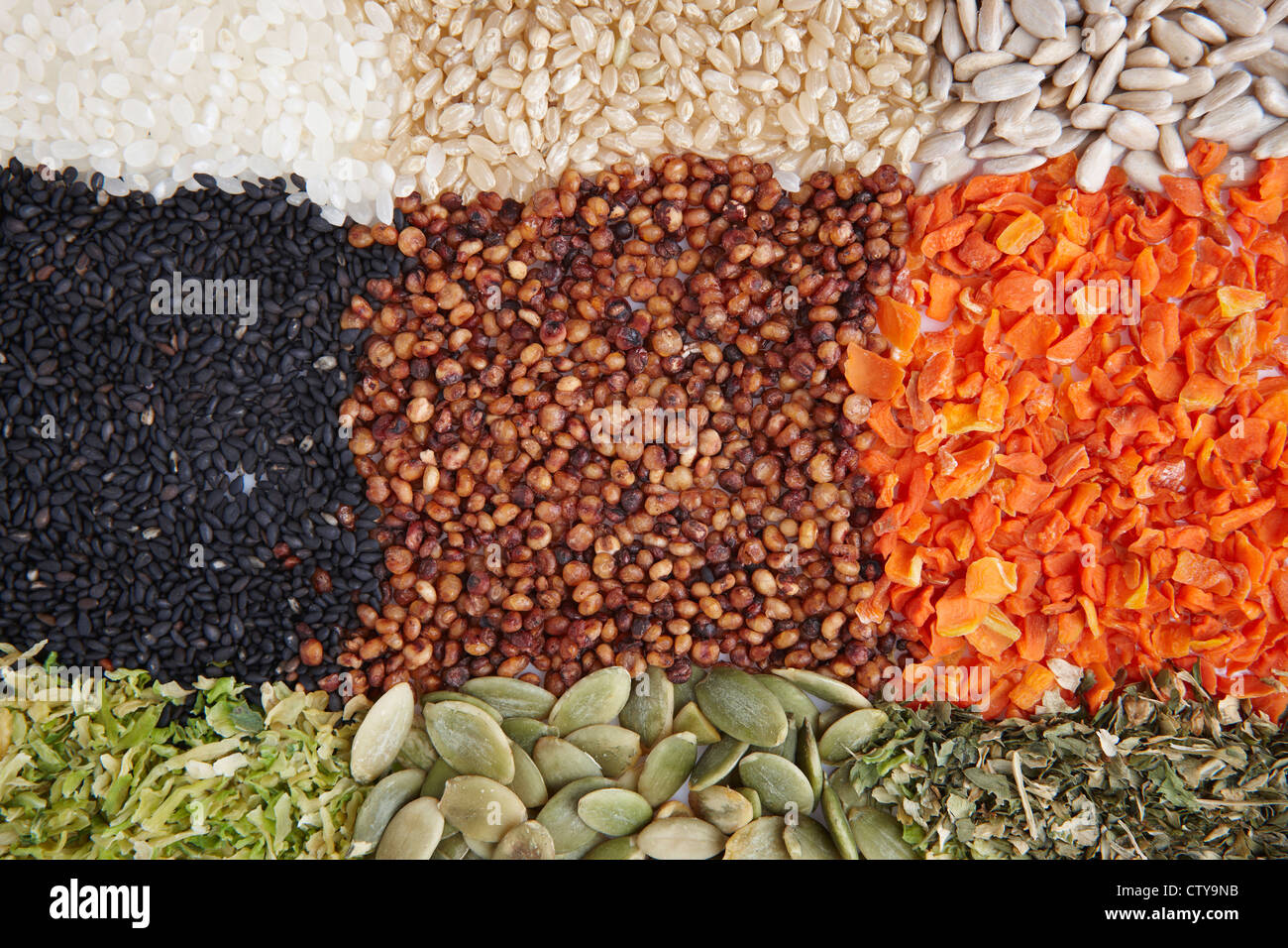 Various kinds of grain in a square form Stock Photo - Alamy