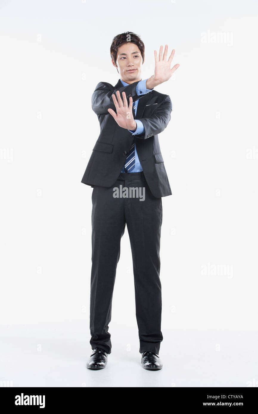 A man touching something with his finger Stock Photo - Alamy