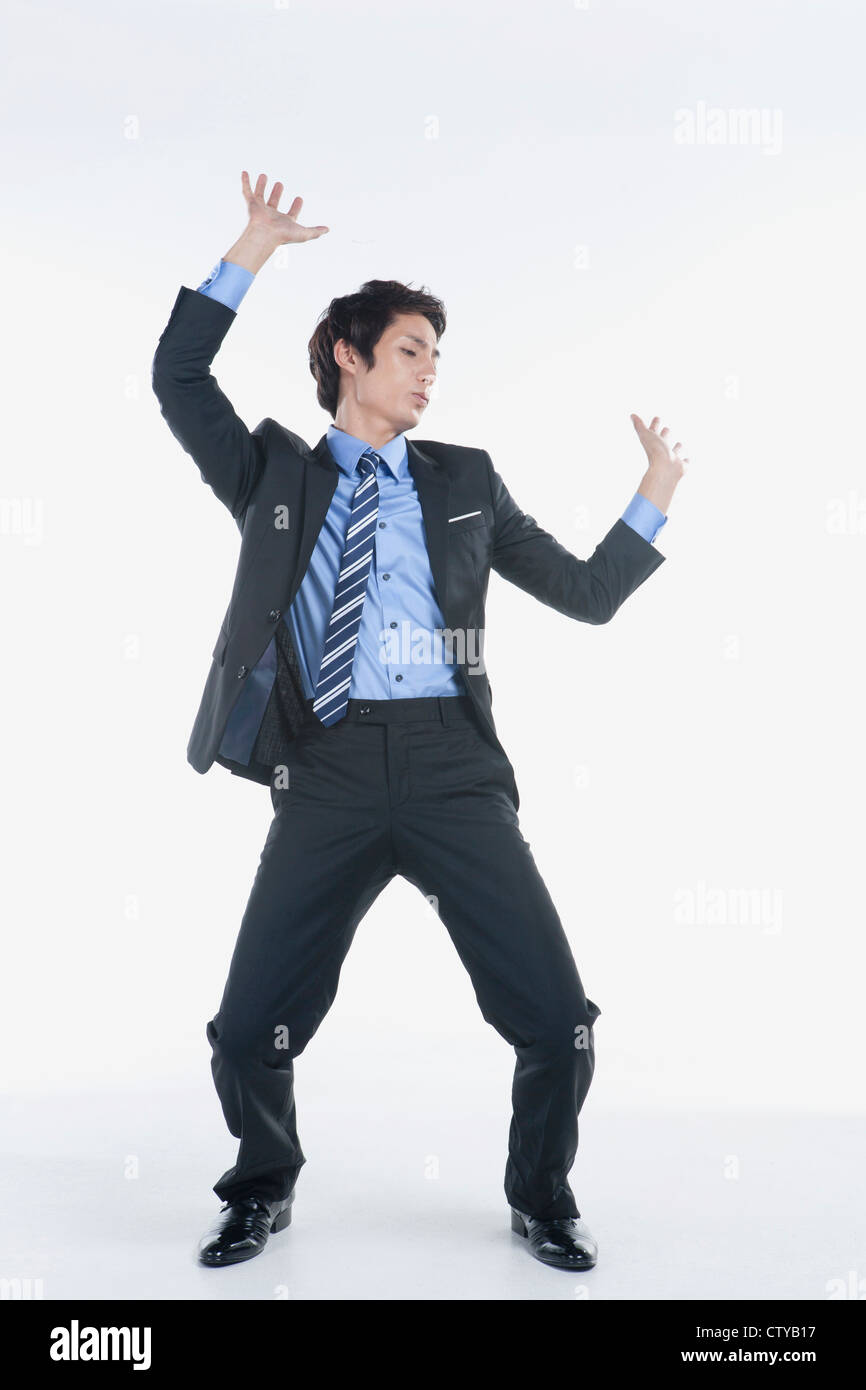 A man holding up the something Stock Photo - Alamy