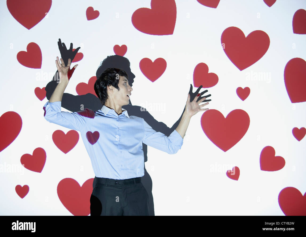 A man with heart presentation slide Stock Photo - Alamy