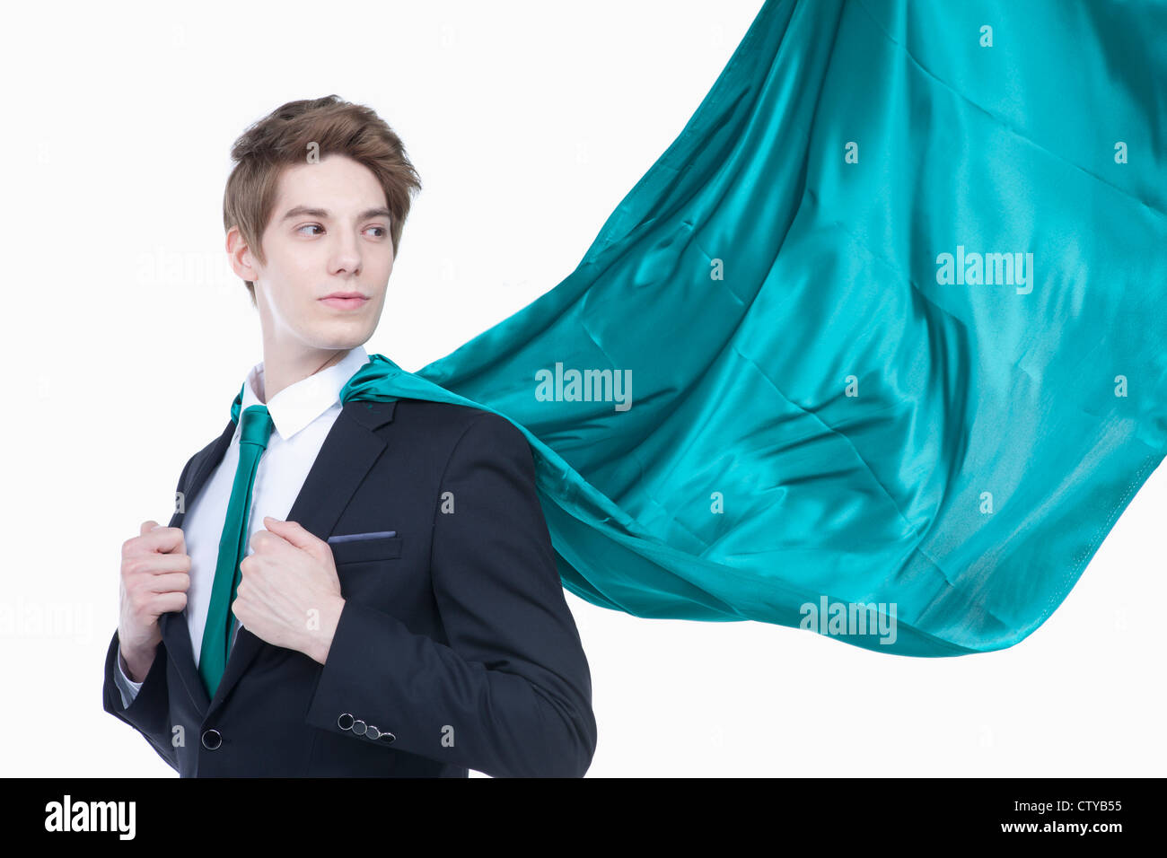 A man wearing the green cape Stock Photo - Alamy