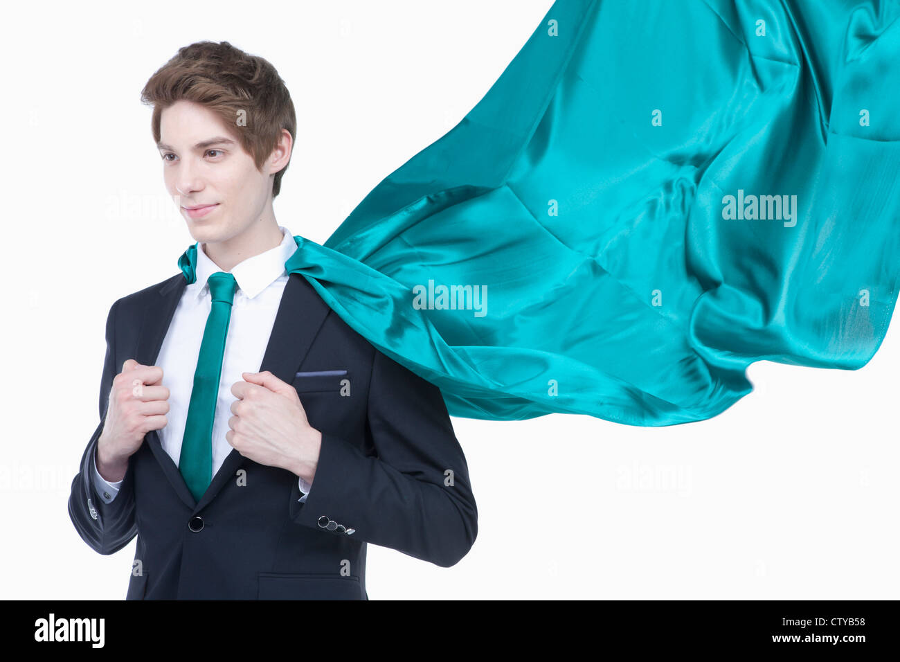 A man wearing the green cape Stock Photo - Alamy